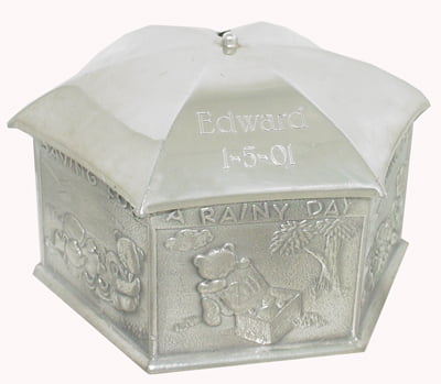 Pewter Engravable Teddy Bear Bank - Gilson's Engraving & Elegant Gifts